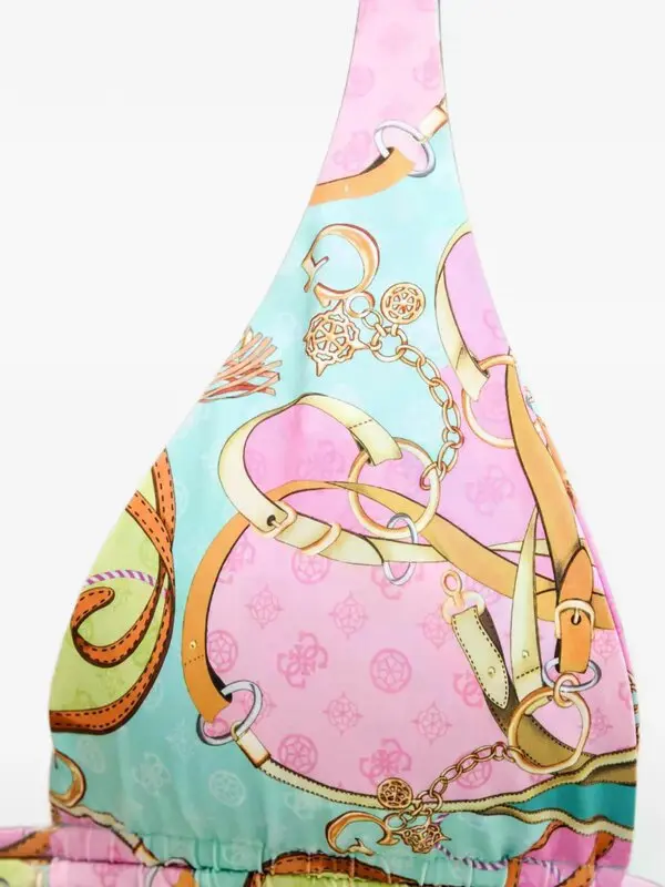 Guess Chain-print Halterneck Bikini Top