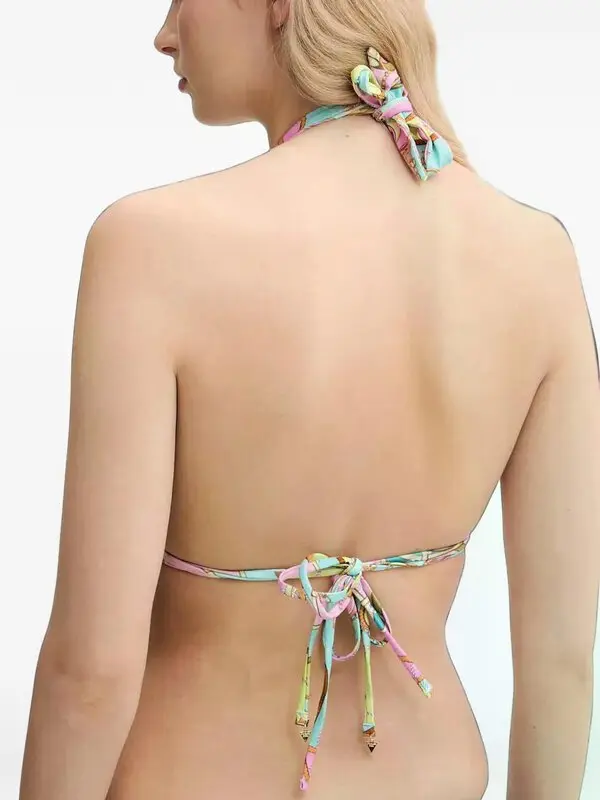 Guess Chain-print Halterneck Bikini Top