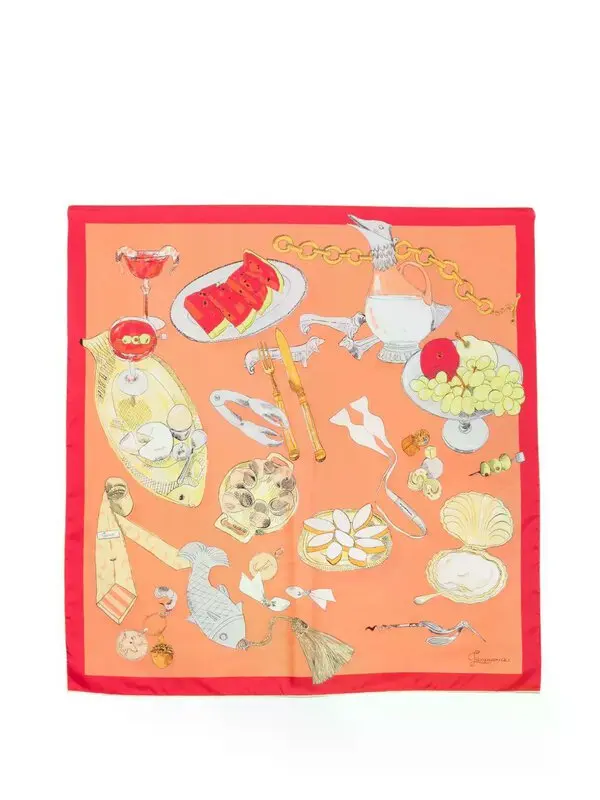 Jacquemus Le Grand Foulard Cocktail-print Silk Scarf - Orange