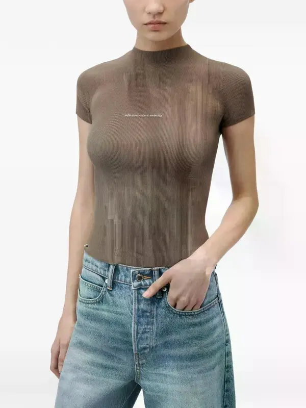 Alexander Wang Ribbed-knit Jacquard-logo Top