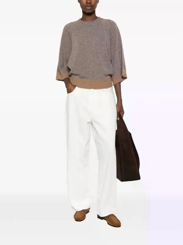 TWINSET Metallic Raglan Sleeve Sweater