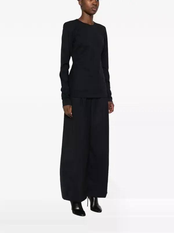 THELATEST Long-sleeve Rear-slit Blouse