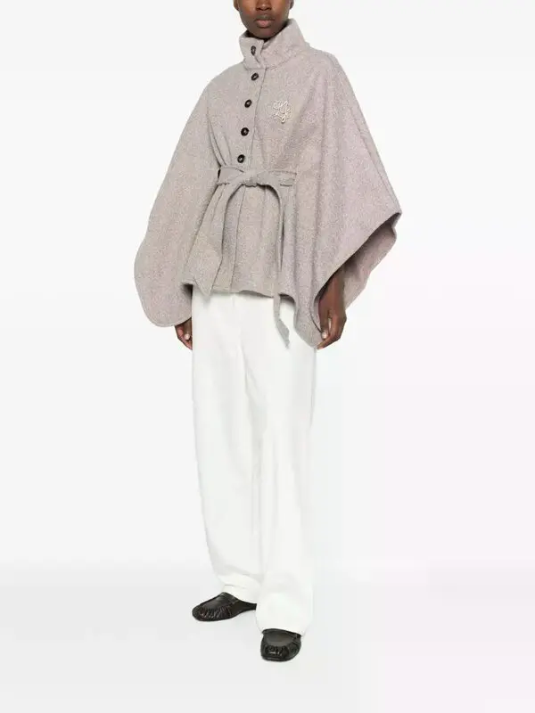 Liu Jo Logo Plaque Buttoned Cape - Grey