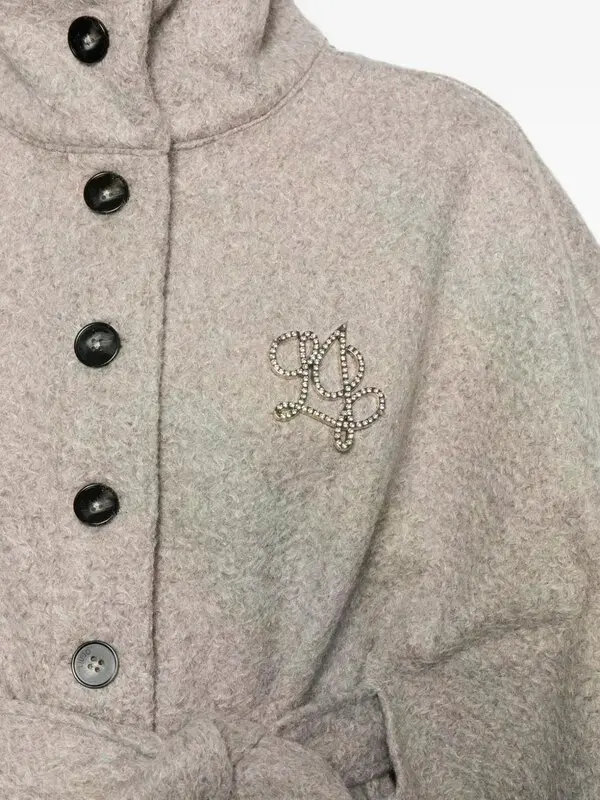 Liu Jo Logo Plaque Buttoned Cape - Grey