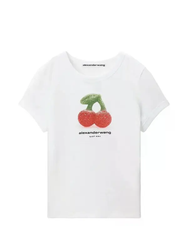 Alexander Wang Fitted Ringer T-shirt W/ Cherry Graphic