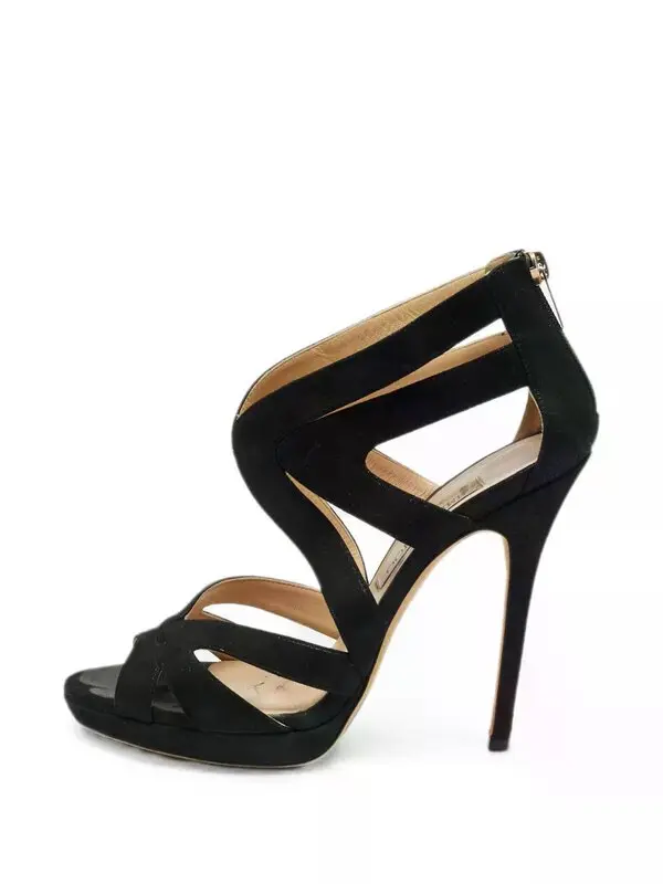 JIMMY CHOO Leather And Suede Cut-out Sandals