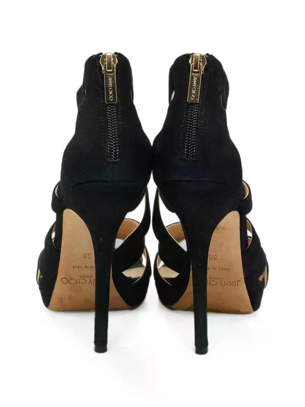 JIMMY CHOO Leather And Suede Cut-out Sandals