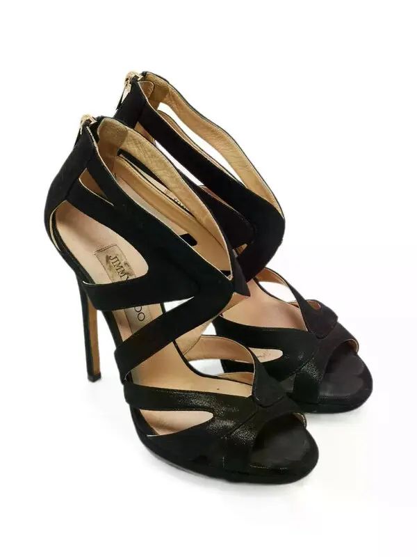 JIMMY CHOO Leather And Suede Cut-out Sandals