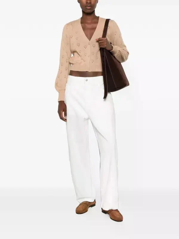 TWINSET Pointelle Knit Heart Motif Cardigan - Neutrals