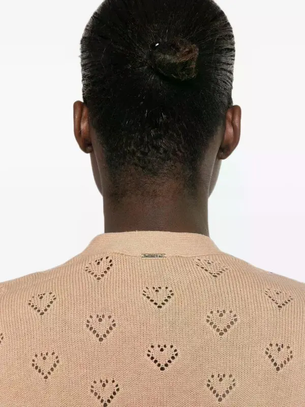 TWINSET Pointelle Knit Heart Motif Cardigan - Neutrals