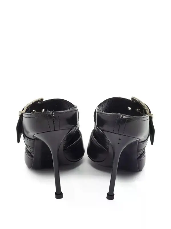 Alexander McQueen Punk Buckled Mules With Metal Toe Cap - Black