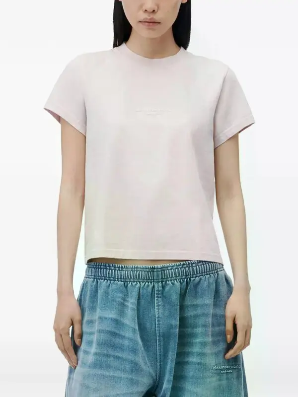 Alexander Wang Logo Print Shrunken Short Sleeve T-shirt
