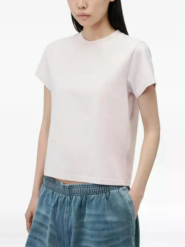Alexander Wang Logo Print Shrunken Short Sleeve T-shirt