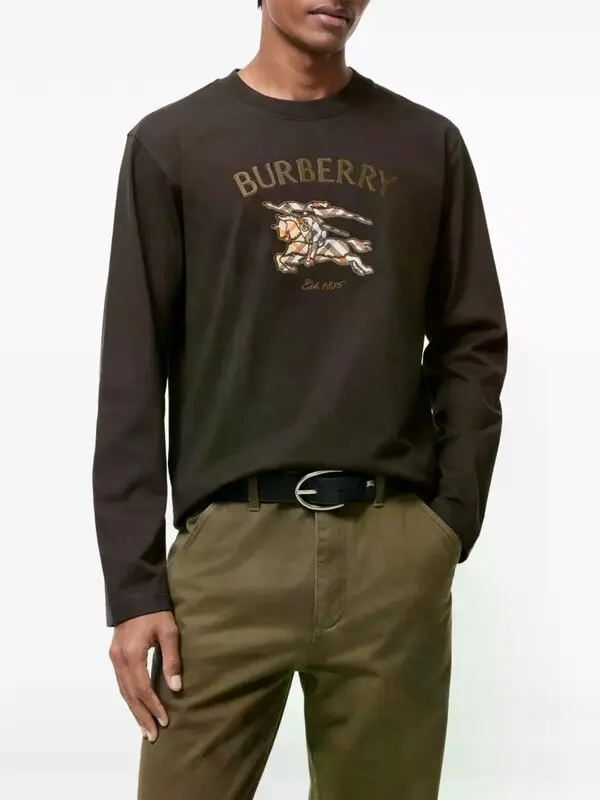 Burberry Knight Check Cotton Long-sleeve T-shirt - Brown