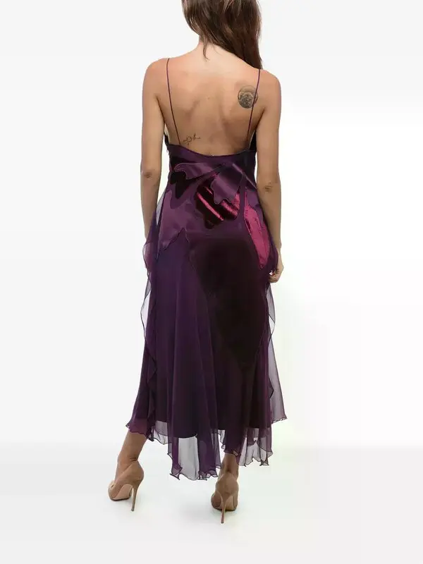 Alberta Ferretti Velvet-applique Ruffled Dress