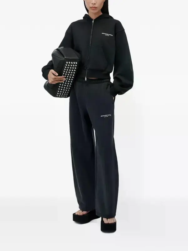 Alexander Wang Logo Print Zip-up Hoodie - Black