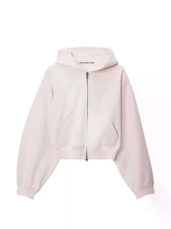 Alexander Wang Logo Print Zip-up Hoodie - Black