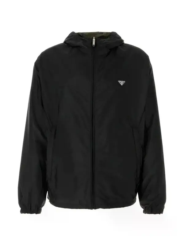 Prada Logo Plaque Hooded Jacket