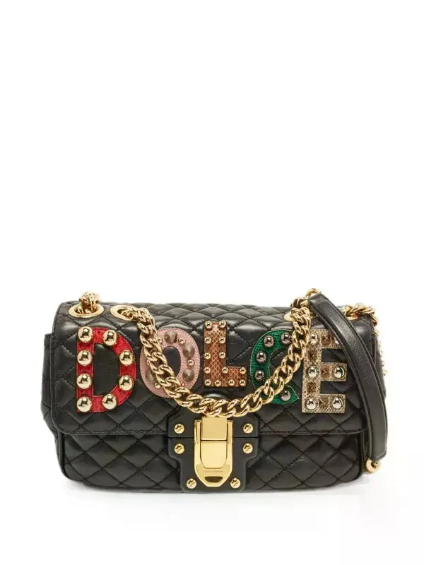 Dolce & Gabbana Lucia Studded Shoulder Bag - Black