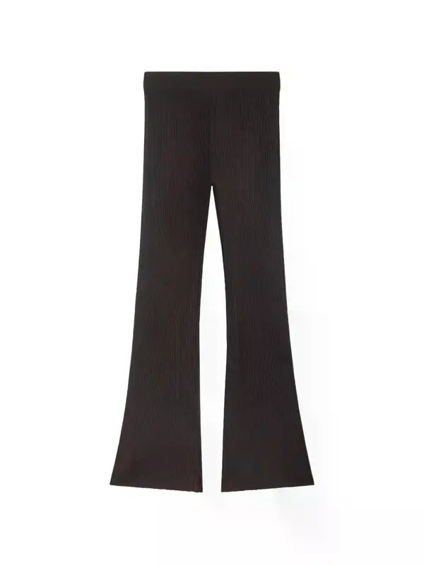 Eric Bompard Rib-knit High-waisted Palazzo Pants - Dark Espresso
