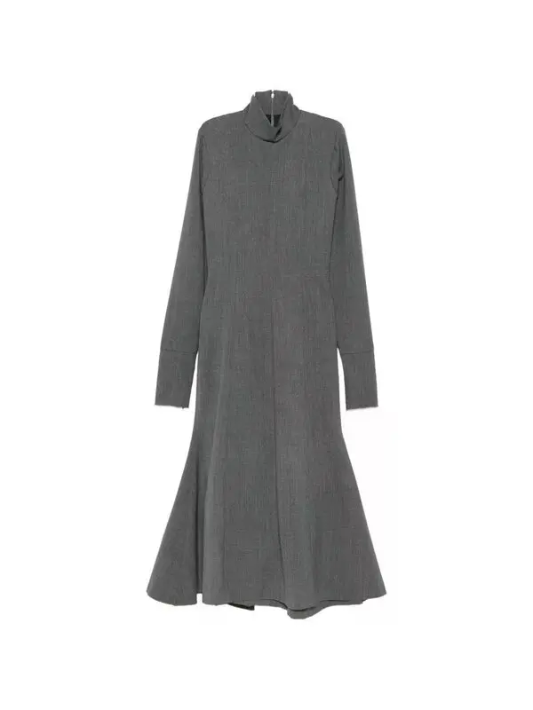 THELATEST High-neck Flared-hem Midi Dress