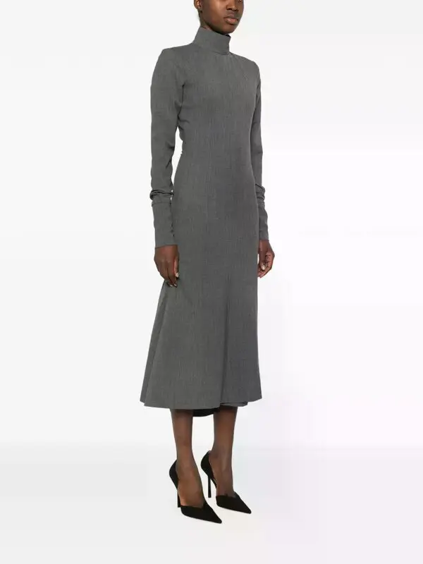 THELATEST High-neck Flared-hem Midi Dress