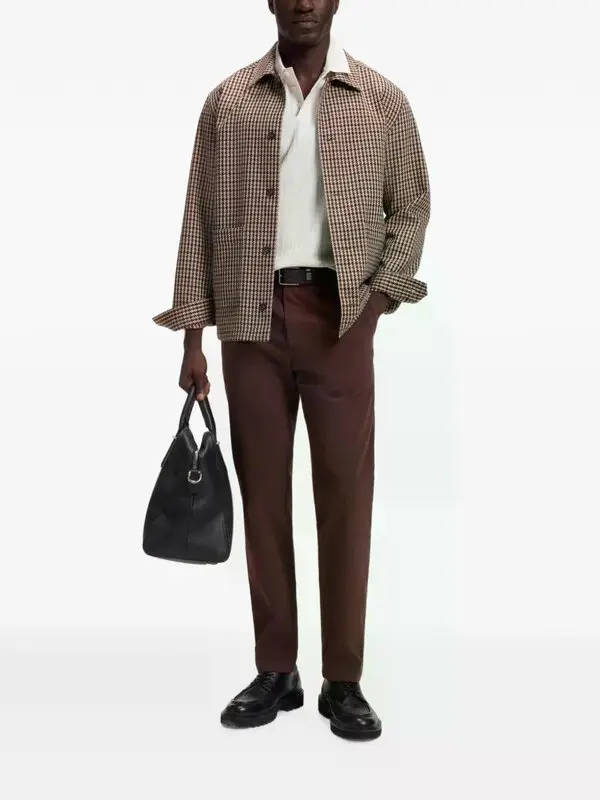 BOSS Geometric-jacquard Polo Shirt In Cotton