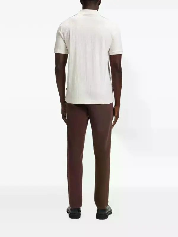 BOSS Geometric-jacquard Polo Shirt In Cotton