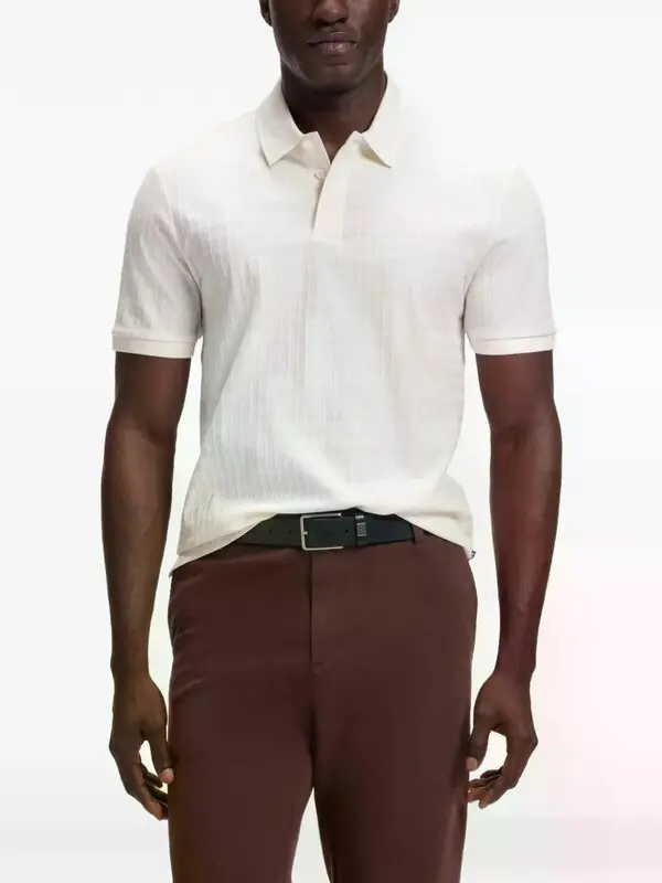 BOSS Geometric-jacquard Polo Shirt In Cotton