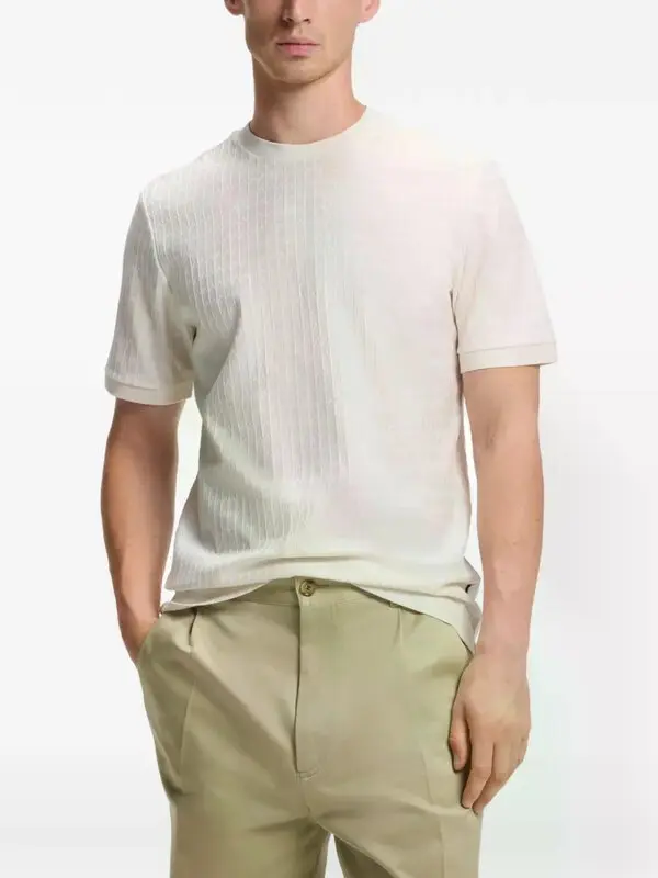 BOSS Geometric-jacquard T-shirt In Cotton