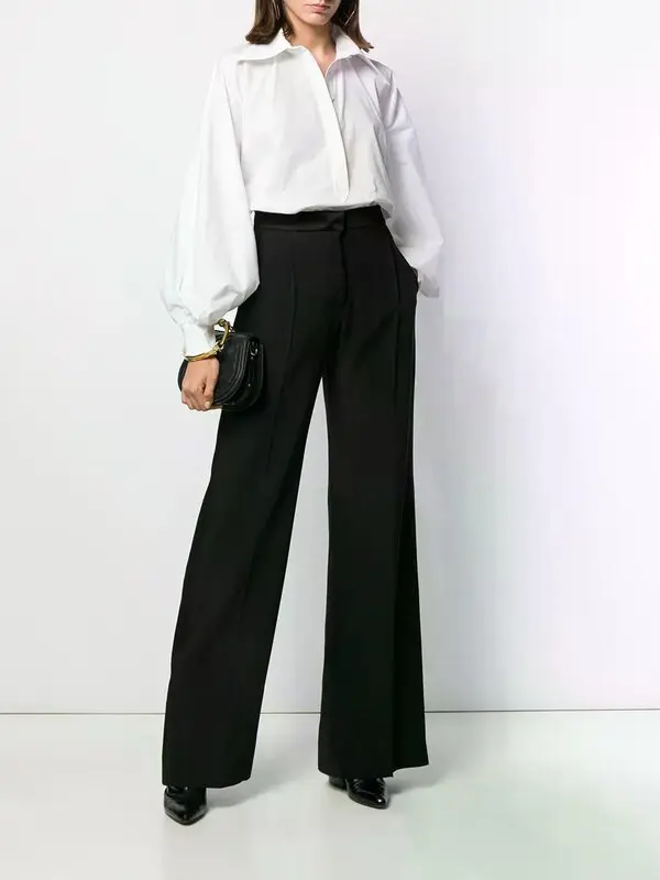 Alberta Ferretti Pleated Flared Wide-leg Trousers