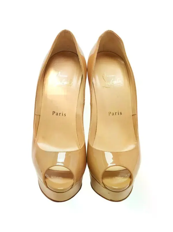 CHRISTIAN LOUBOUTIN Patent Leather Peep Toe Platform Pumps