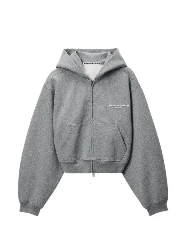Alexander Wang Logo-print Zip-up Hoodie - Grey