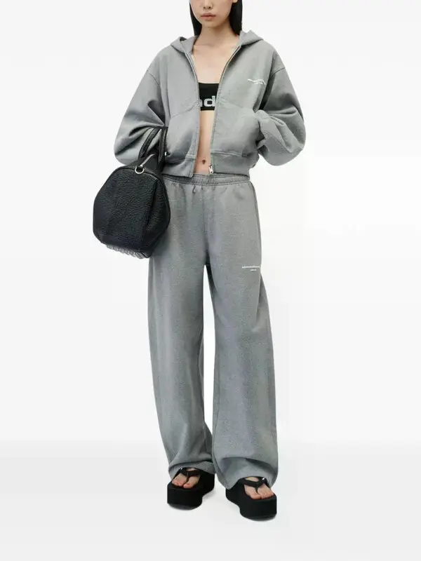 Alexander Wang Logo-print Zip-up Hoodie - Grey