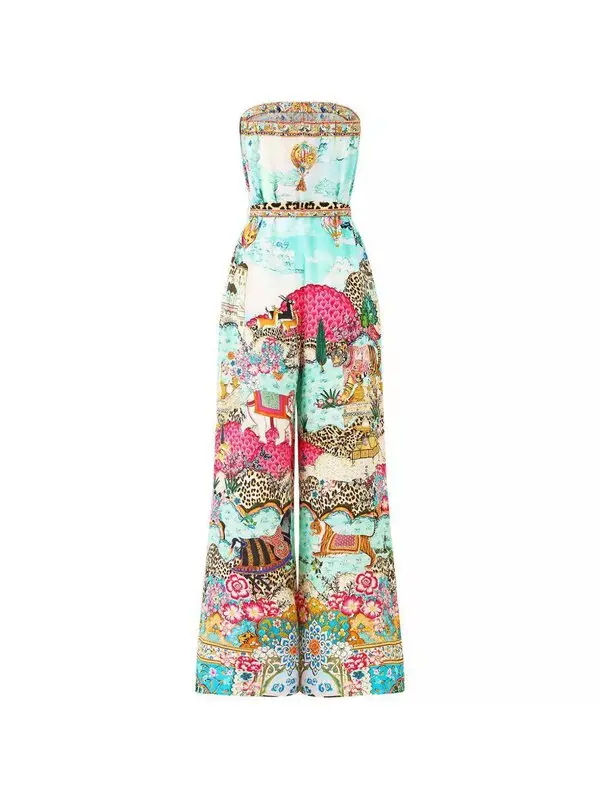 Camilla Embellished Strapless Jumpsuit With Tie Waist
