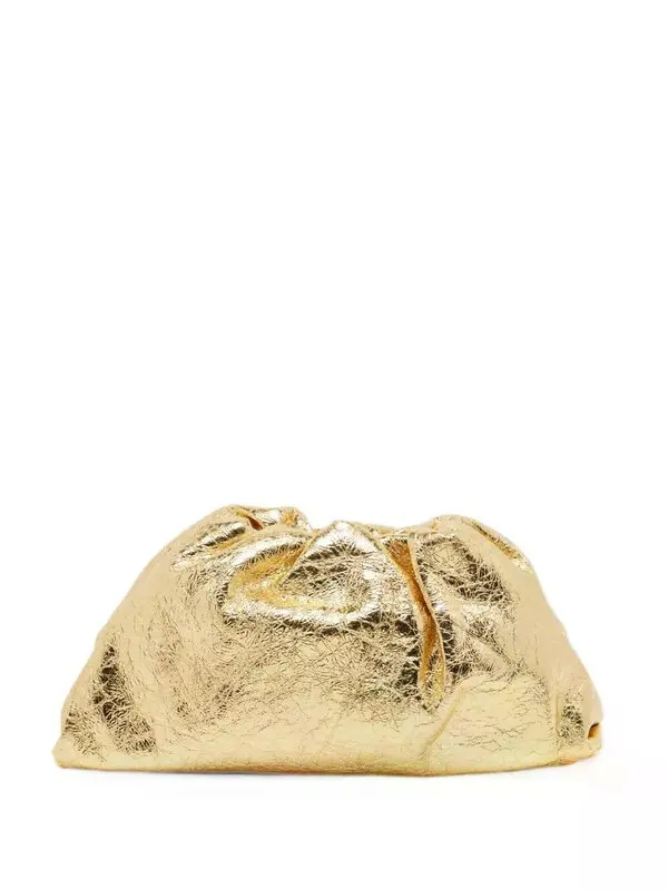 Bottega Veneta The Pouch Teen Crinkle-effect Clutch Bag - Gold