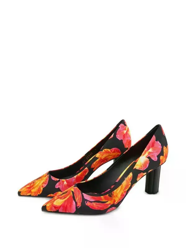 FERRAGAMO Badia Floral-print Pointed-toe High-block Heel Pumps
