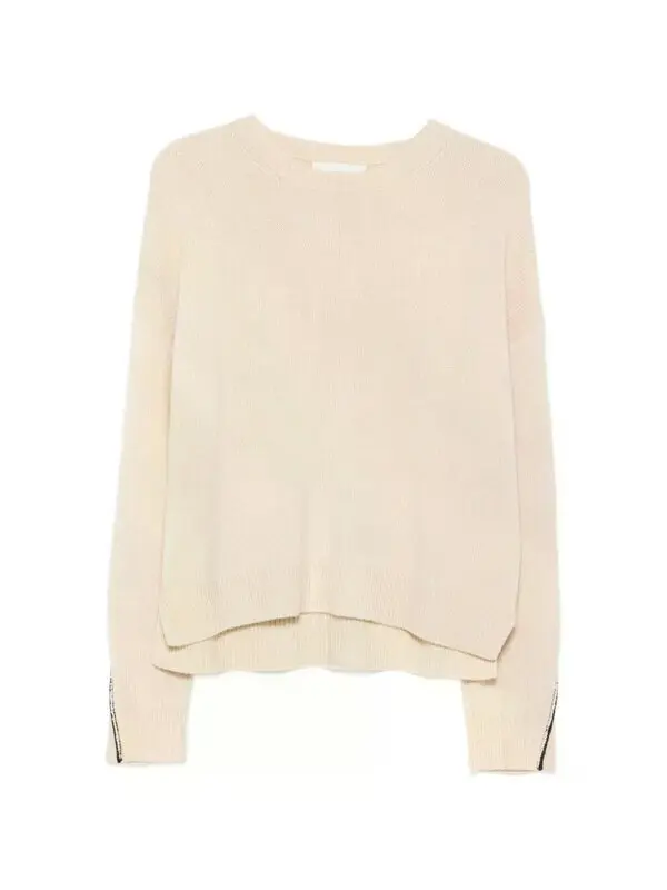 Eric Bompard Cashmere Round Neck Sweater With Side Slits