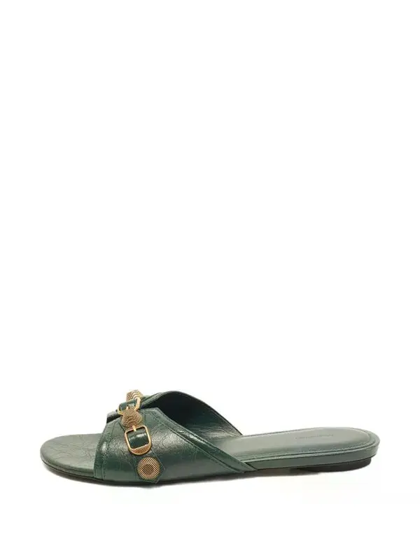 Balenciaga Le Cagole Studded Flat Sandals - Green