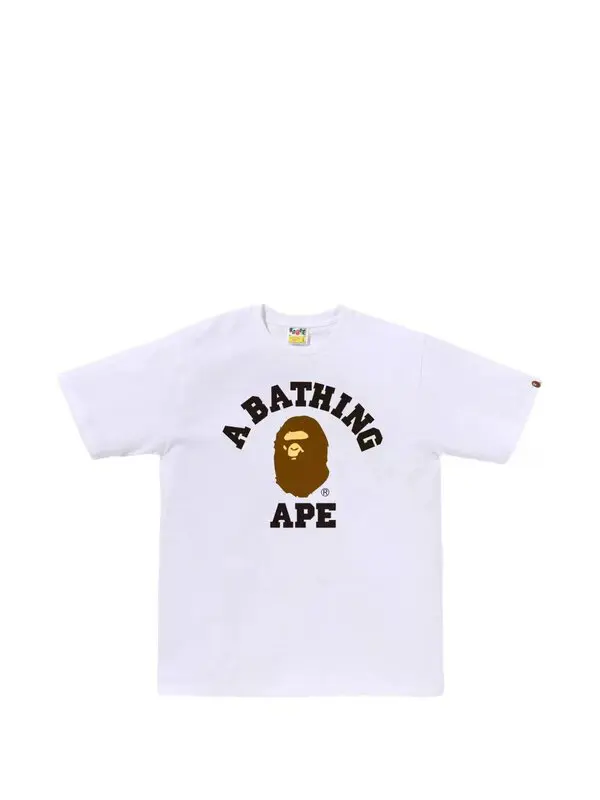 A BATHING APE Short Sleeve College Tee - White