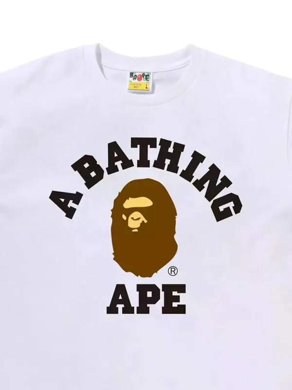 A BATHING APE Short Sleeve College Tee - White