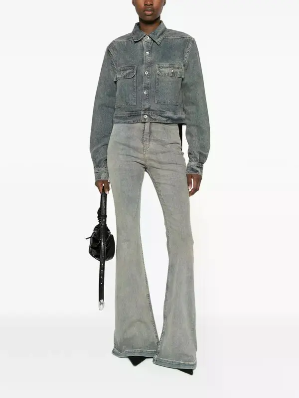 Rick Owens Cropped Cut-out Denim Jacket - Blue