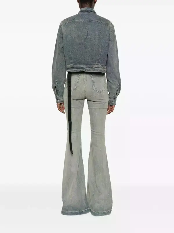 Rick Owens Cropped Cut-out Denim Jacket - Blue