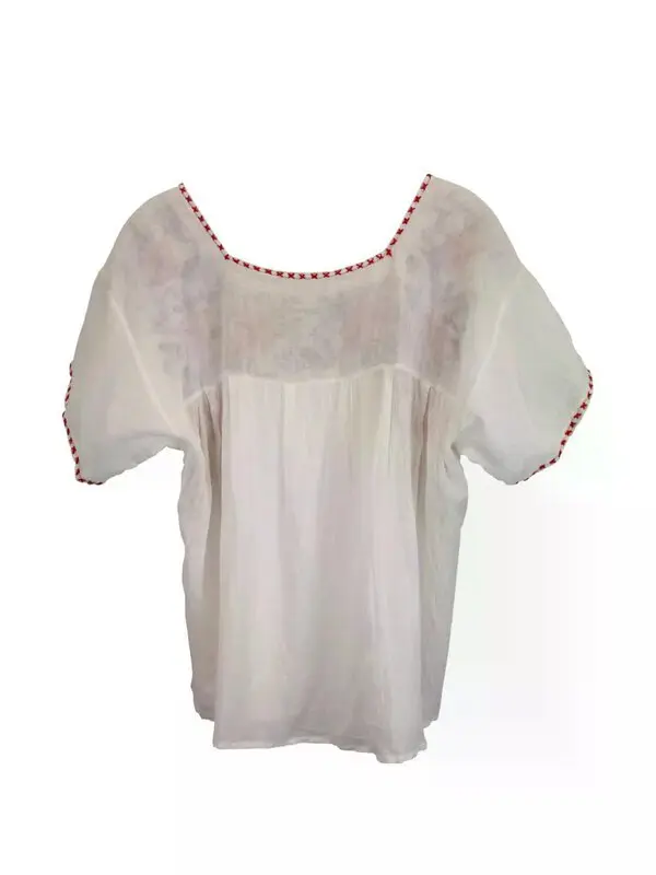 NILI LOTAN Flower-print Peasant Top - White