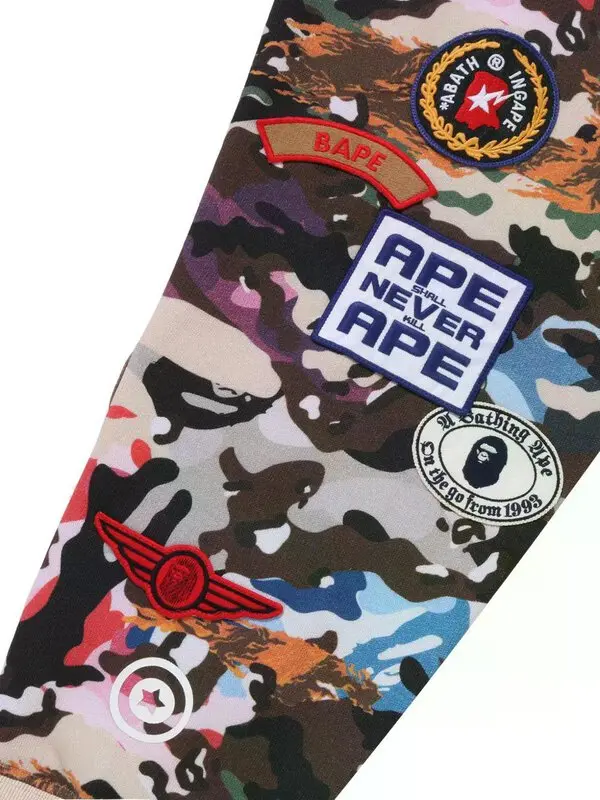 A BATHING APE Hybrid Camo Multi-badge Shark Hoodie - Brown