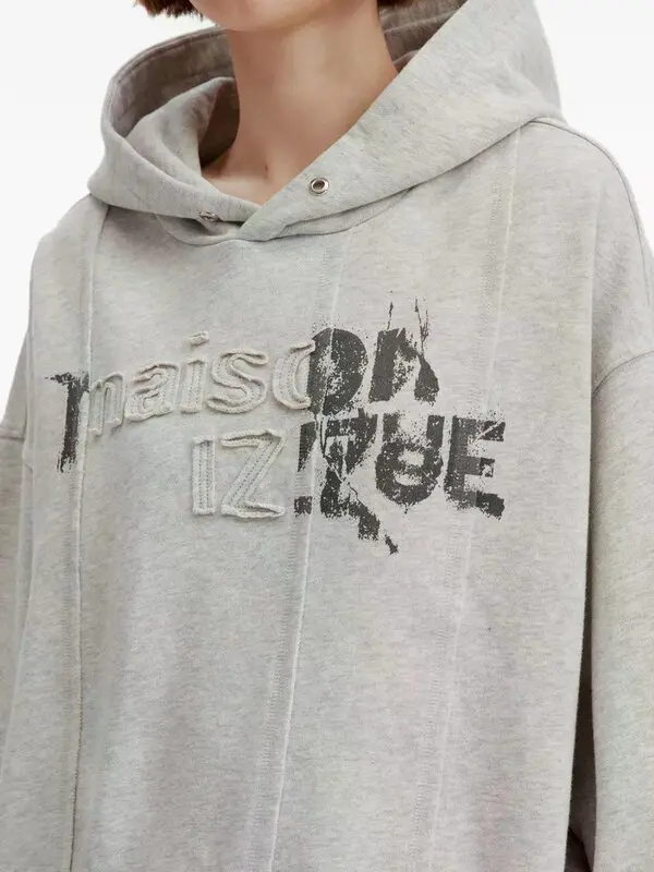Izzue Logo Print Drop Shoulder Hoodie