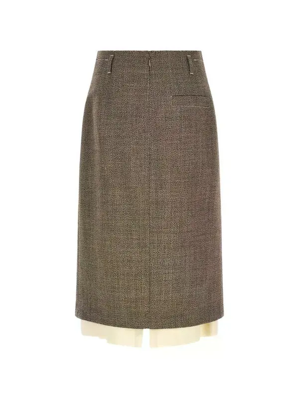 TELA Layered-hem Asymmetrical-slit Midi Skirt