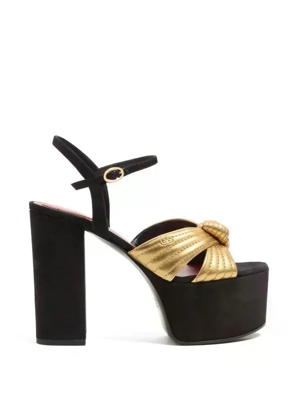 Valentino Garavani Crasher Suede Platform Sandals 125mm - Gold