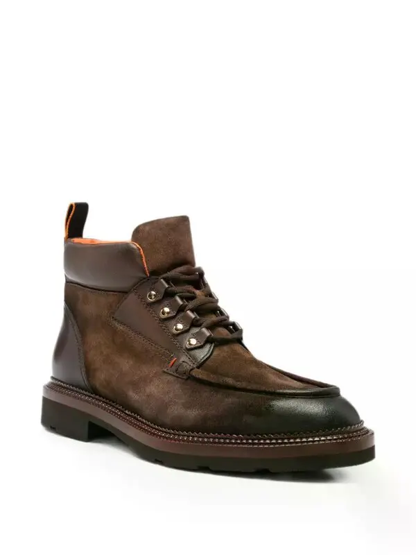 Santoni Lace-up Paneled Boots