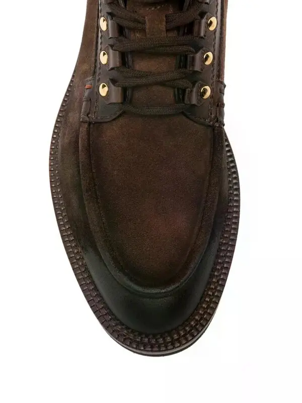 Santoni Lace-up Paneled Boots